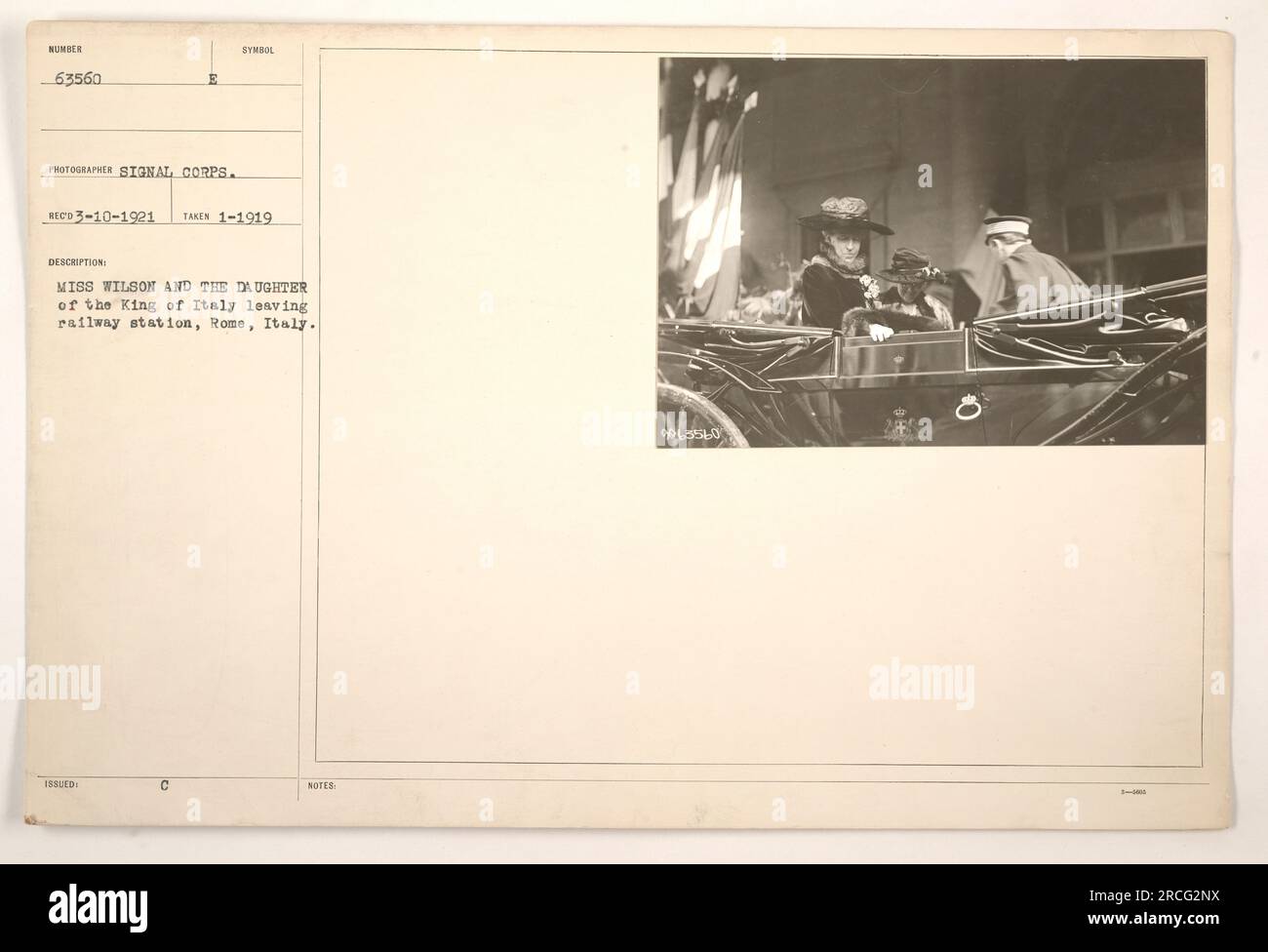 Miss Wilson and the daughter of the King of Italy departing the railway ...