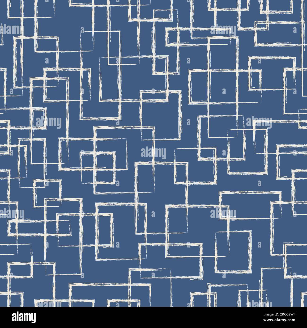 Seamless vector pattern, overlapping white rectangles on blue, textile, packaging, wrapping ...