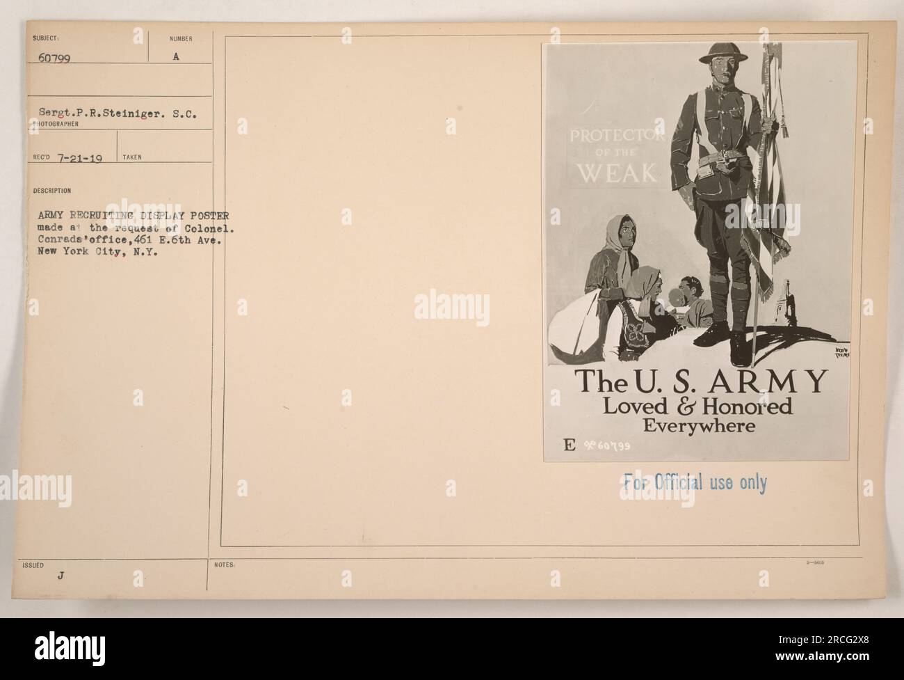 Caption: Army Recruiting Display Poster created by request of Colonel ...
