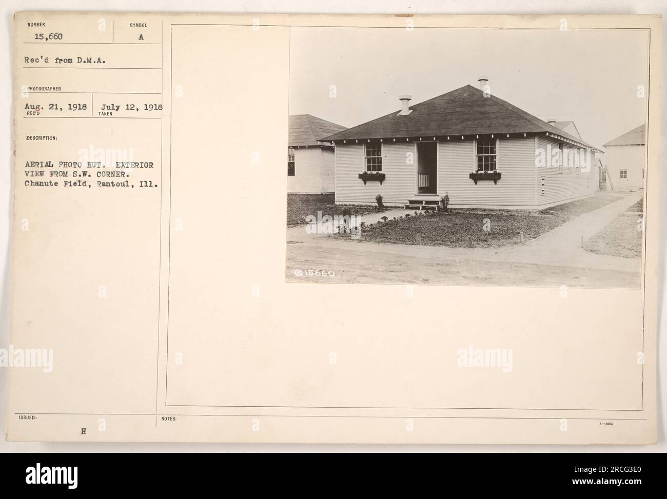 Aerial photo hut at Chanute Field in Rantoul, Illinois. This image ...