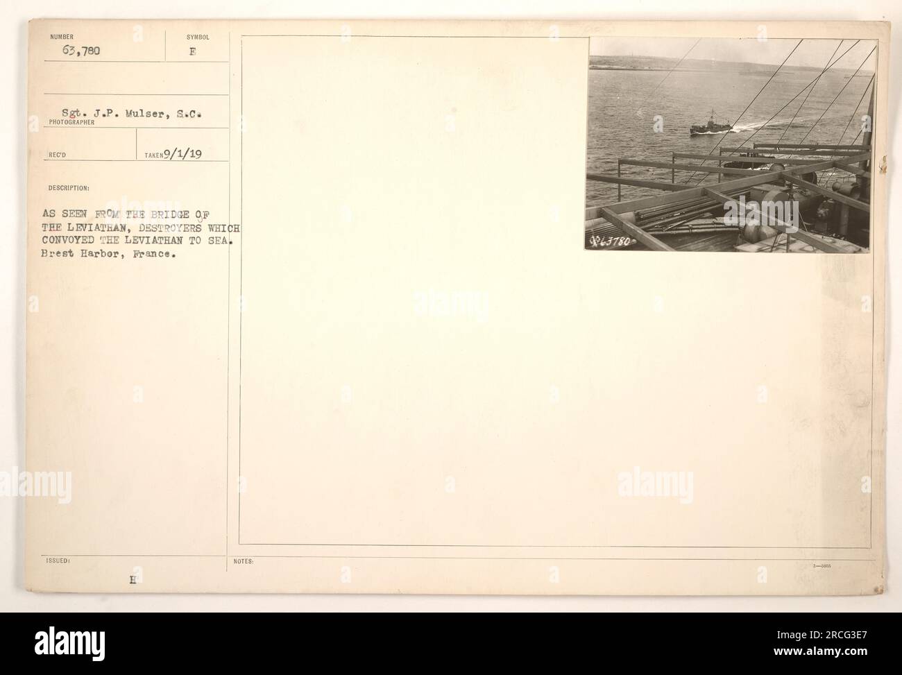 "Group of destroyers convoying the USS Leviathan as seen from the ...