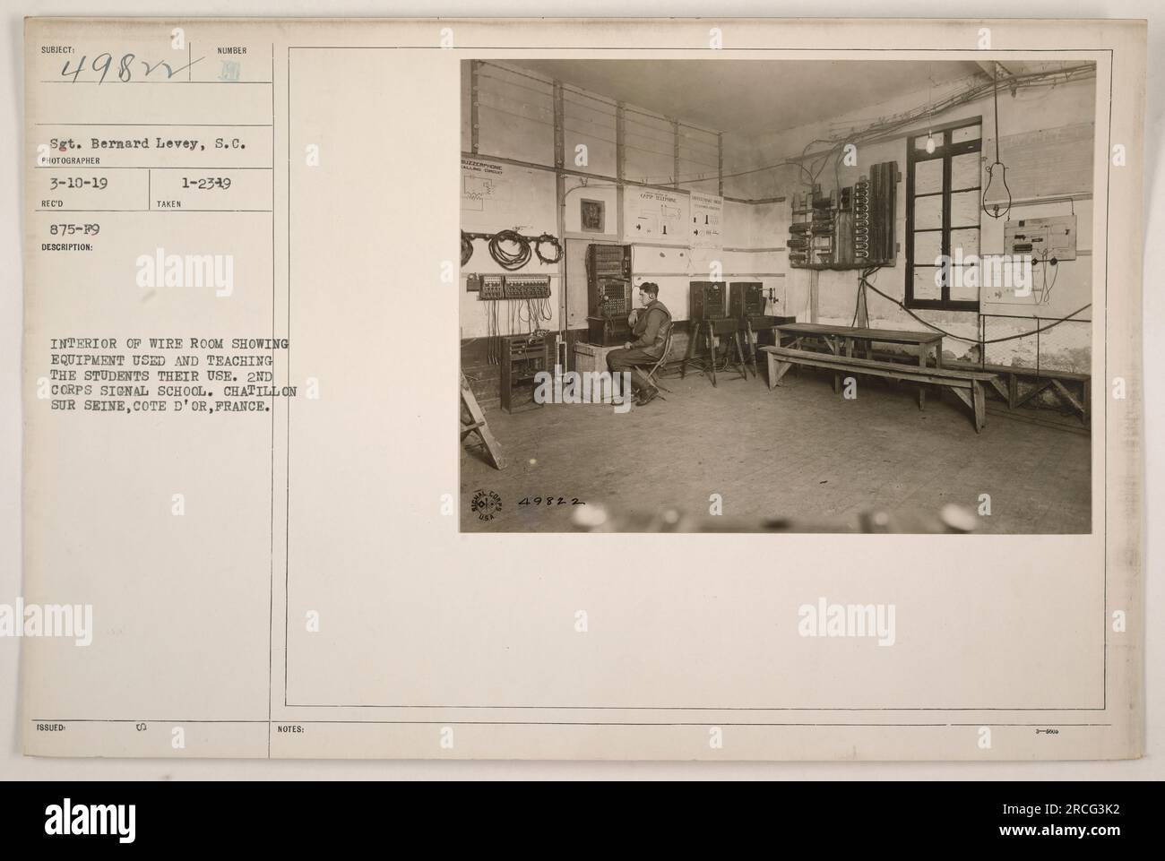 Interior view of the Wire Room at the 2nd Corps Signal School in ...