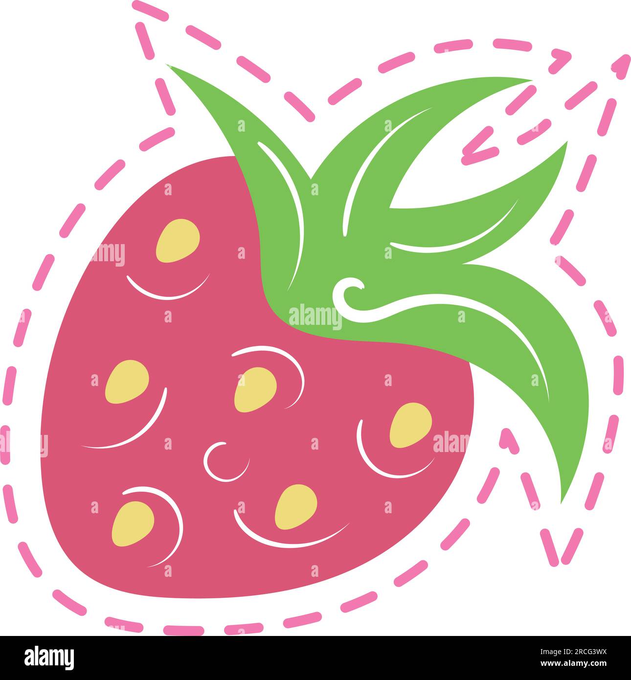 Isolated colored groovy strawberry sketch sticker icon Vector Stock ...