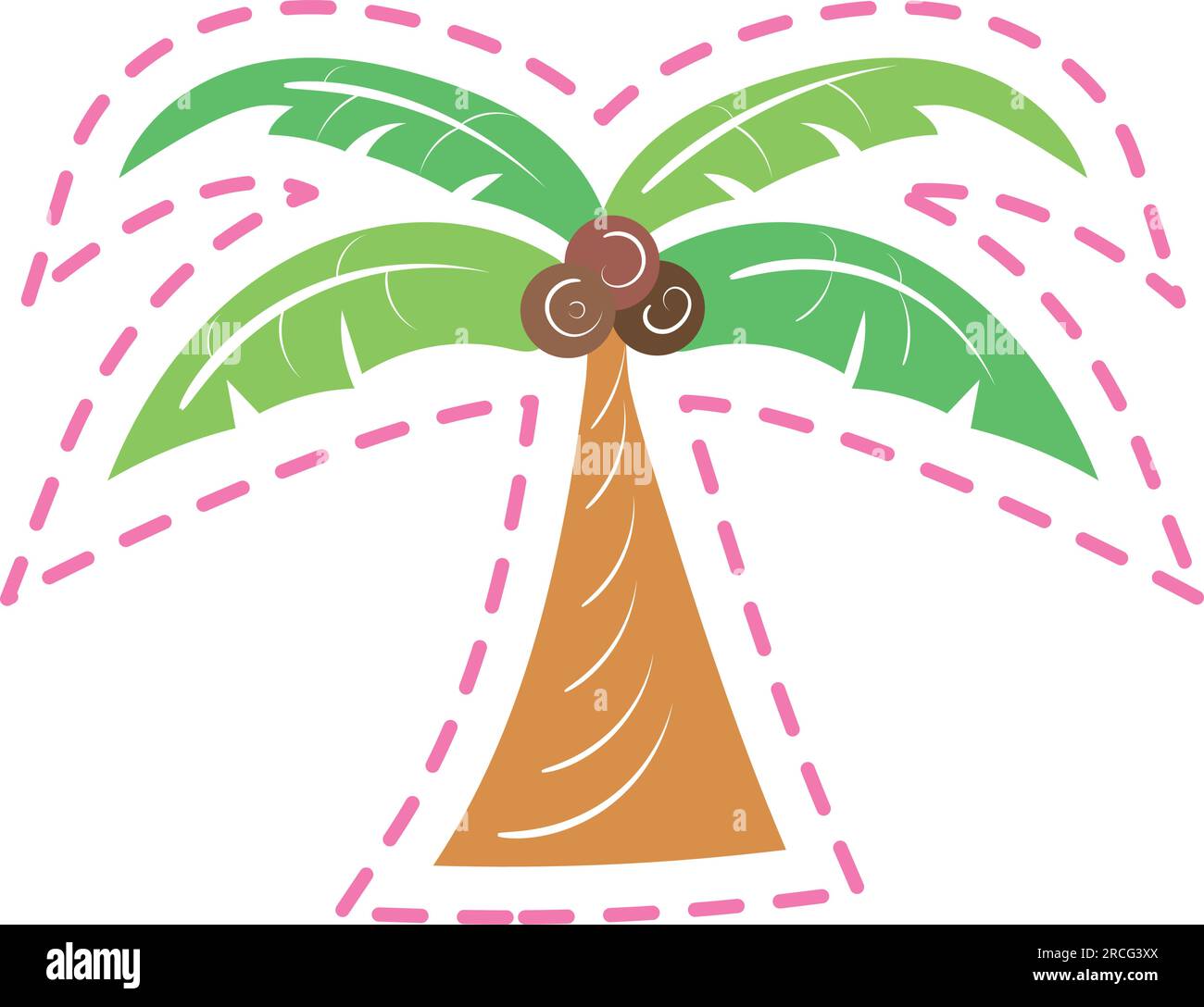 Isolated colored groovy palm tree sketch sticker icon Vector Stock ...