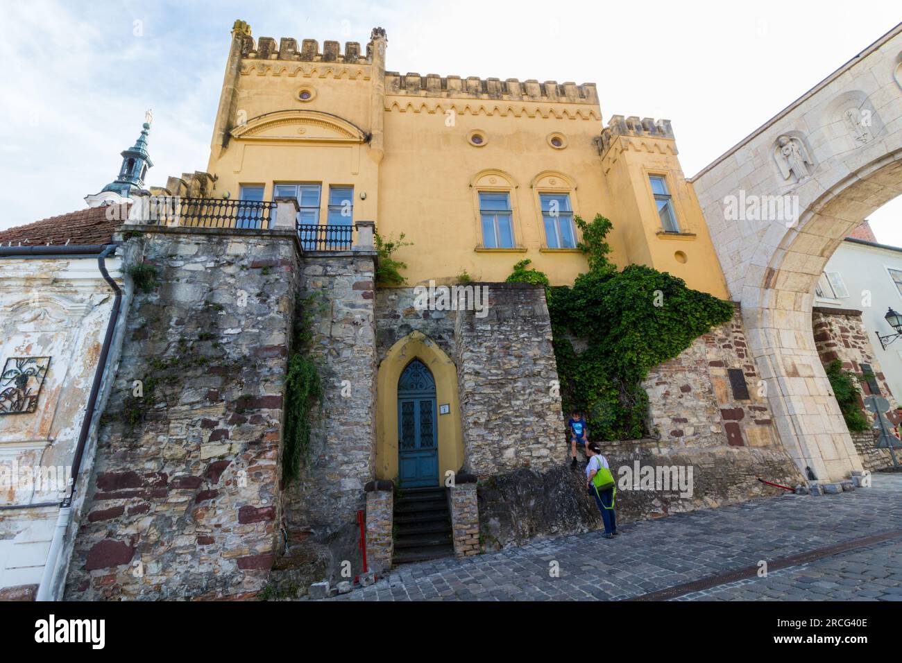 Entrance of Var utca 3 near Heroes Gate, Castle district, Veszprem ...