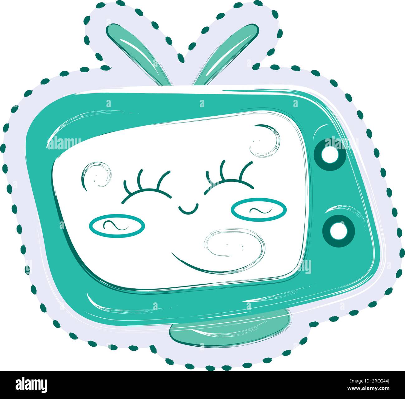 Isolated monochrome cute television sketch emoji icon Vector Stock ...
