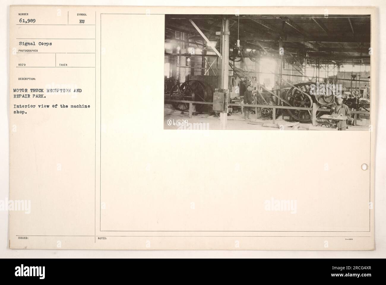 Interior view of machine shop at Motor Truck Reception and Repair Park ...
