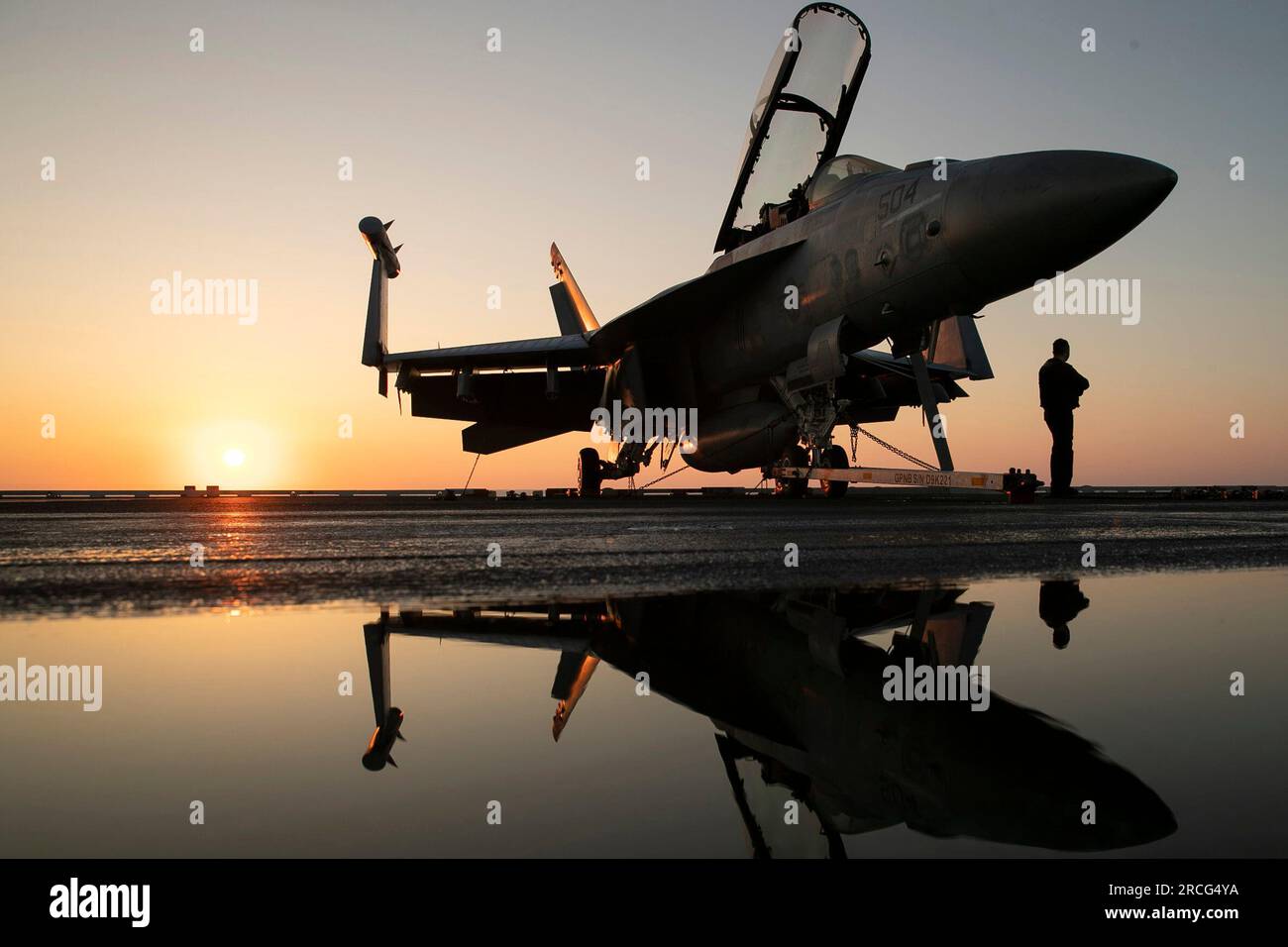 July 9, 2023 - At Sea - An E/A-18G attached to the ''Grey Wolves'' of ...