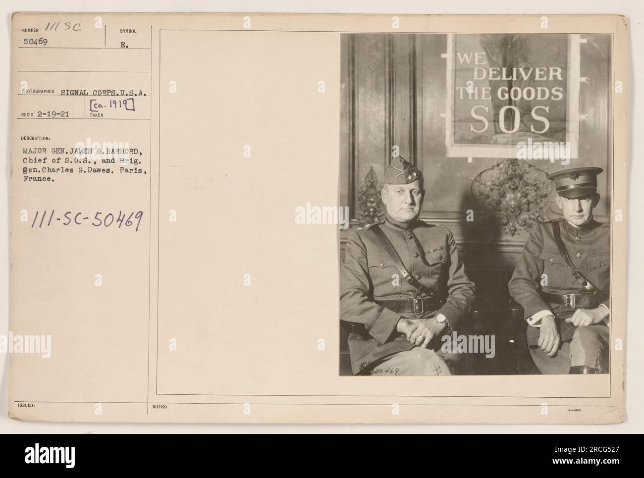 Major Gen. James G. Harbord, Chief of S.O.S. (Services of Supply), and ...