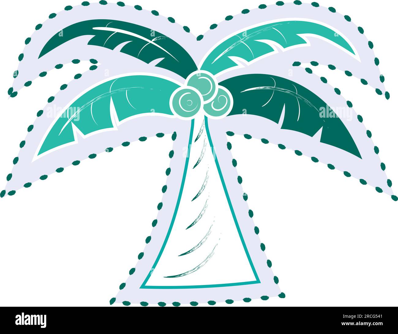 Isolated monochrome groovy palm tree sketch sticker icon Vector Stock ...