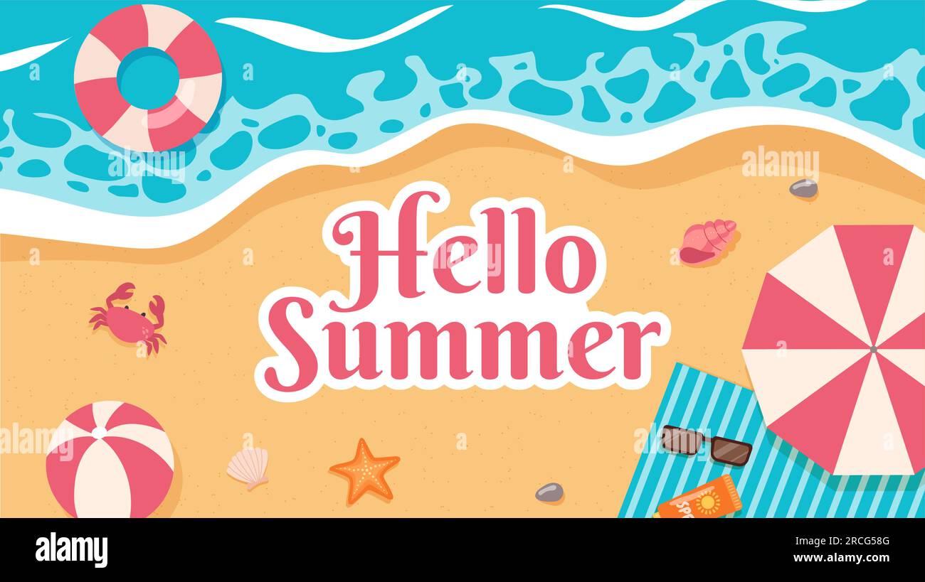 Hello summer coastline banner Stock Vector Image & Art - Alamy