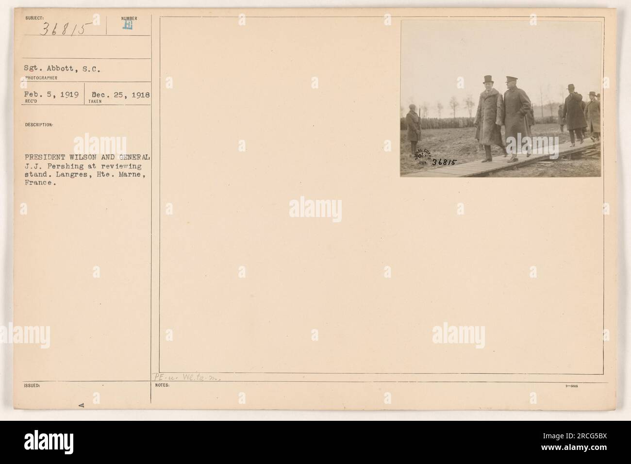 President Wilson and General J.J. Pershing at a reviewing stand in ...