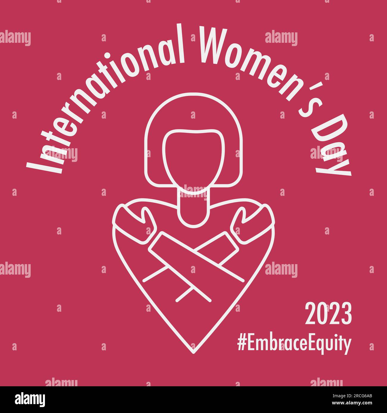 International Women's Day 2023 White line icon #EmbraceEquity Give ...