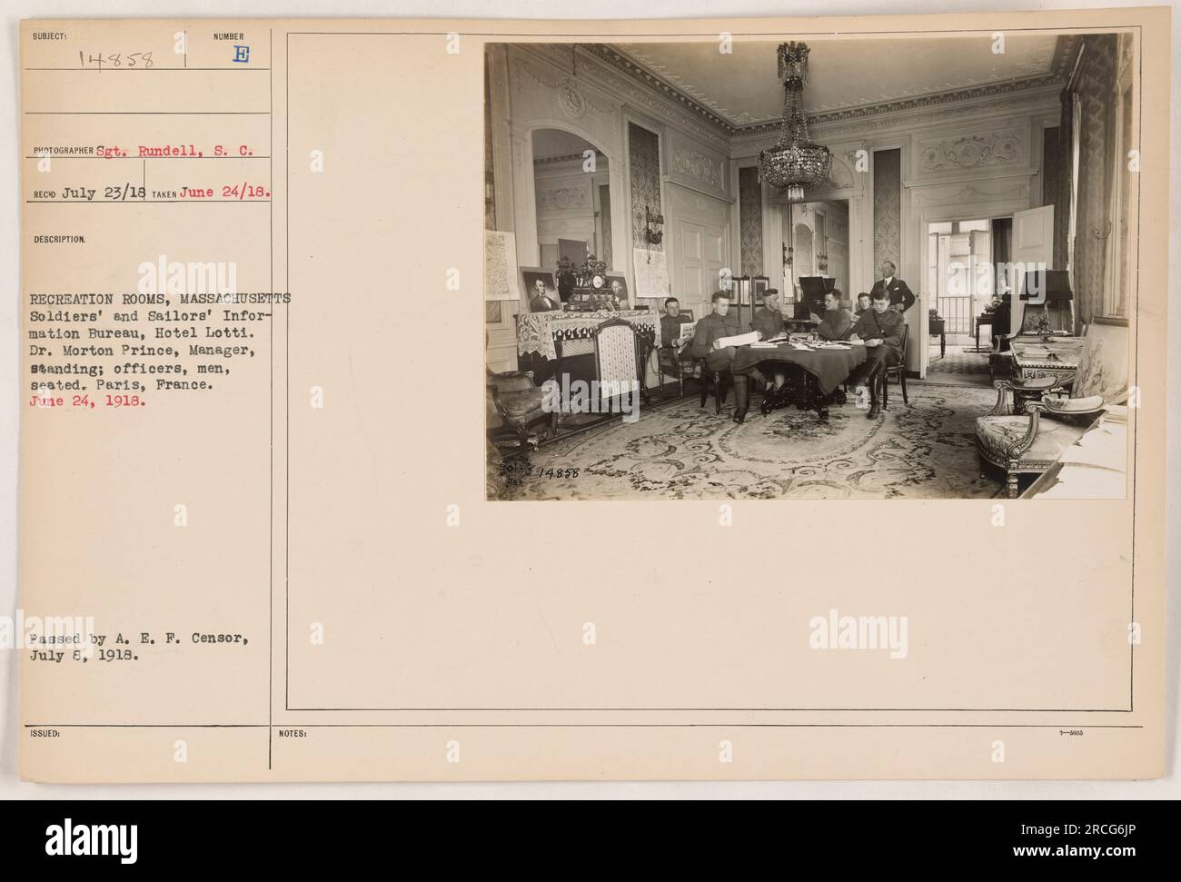Soldiers and sailors gathered in a recreation room in Paris, France on ...