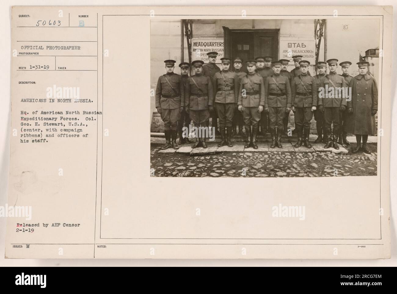 Group photograph of Colonel Geo. E. Stewart, U.S.A., and his officers ...