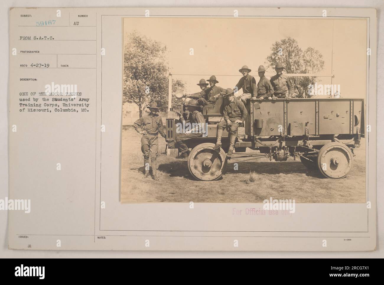 Motor truck used by Students' Army Training Corps at University of ...