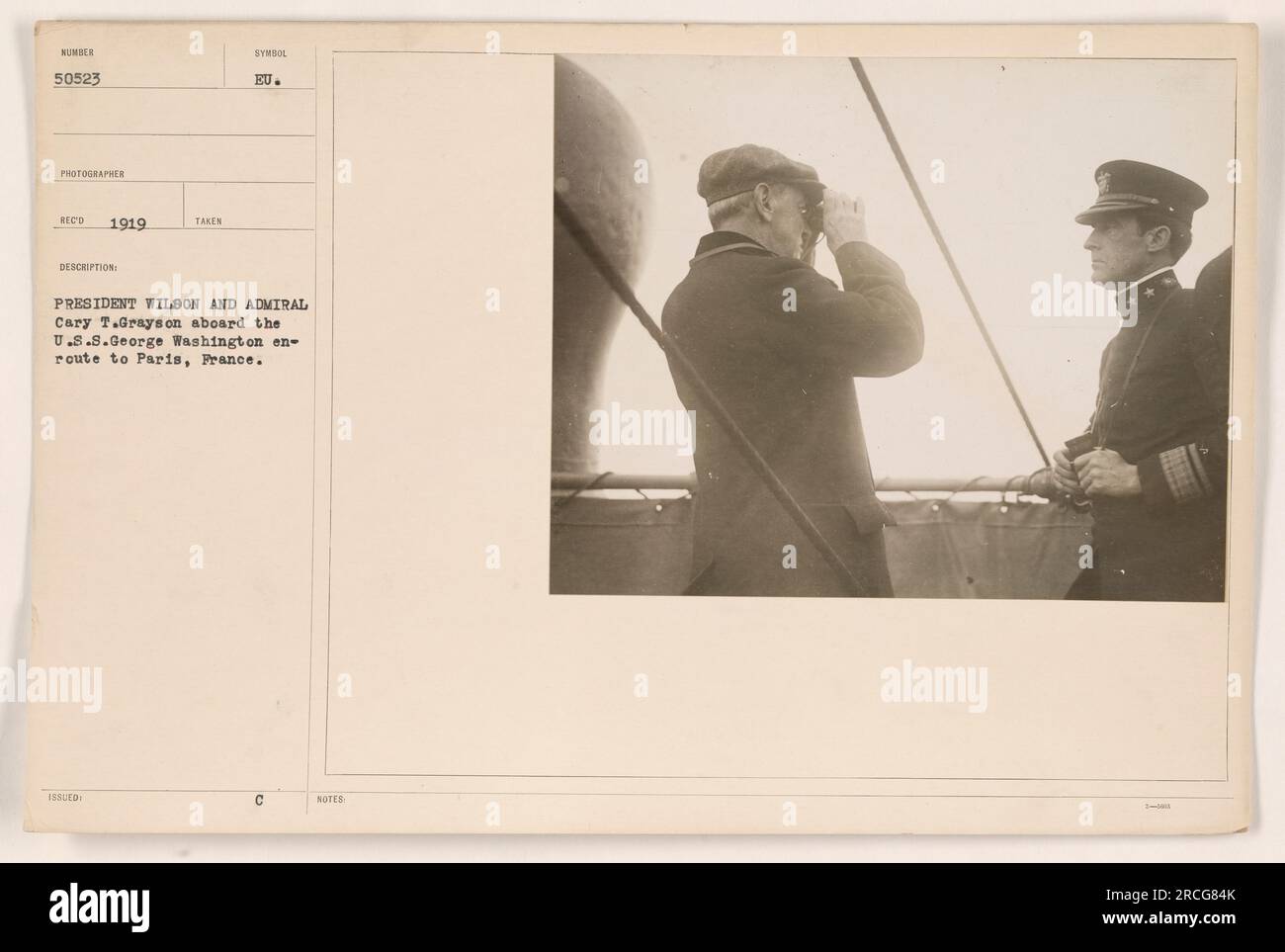 President Wilson and Admiral Cary T. Grayson on board the U.S.S. George ...