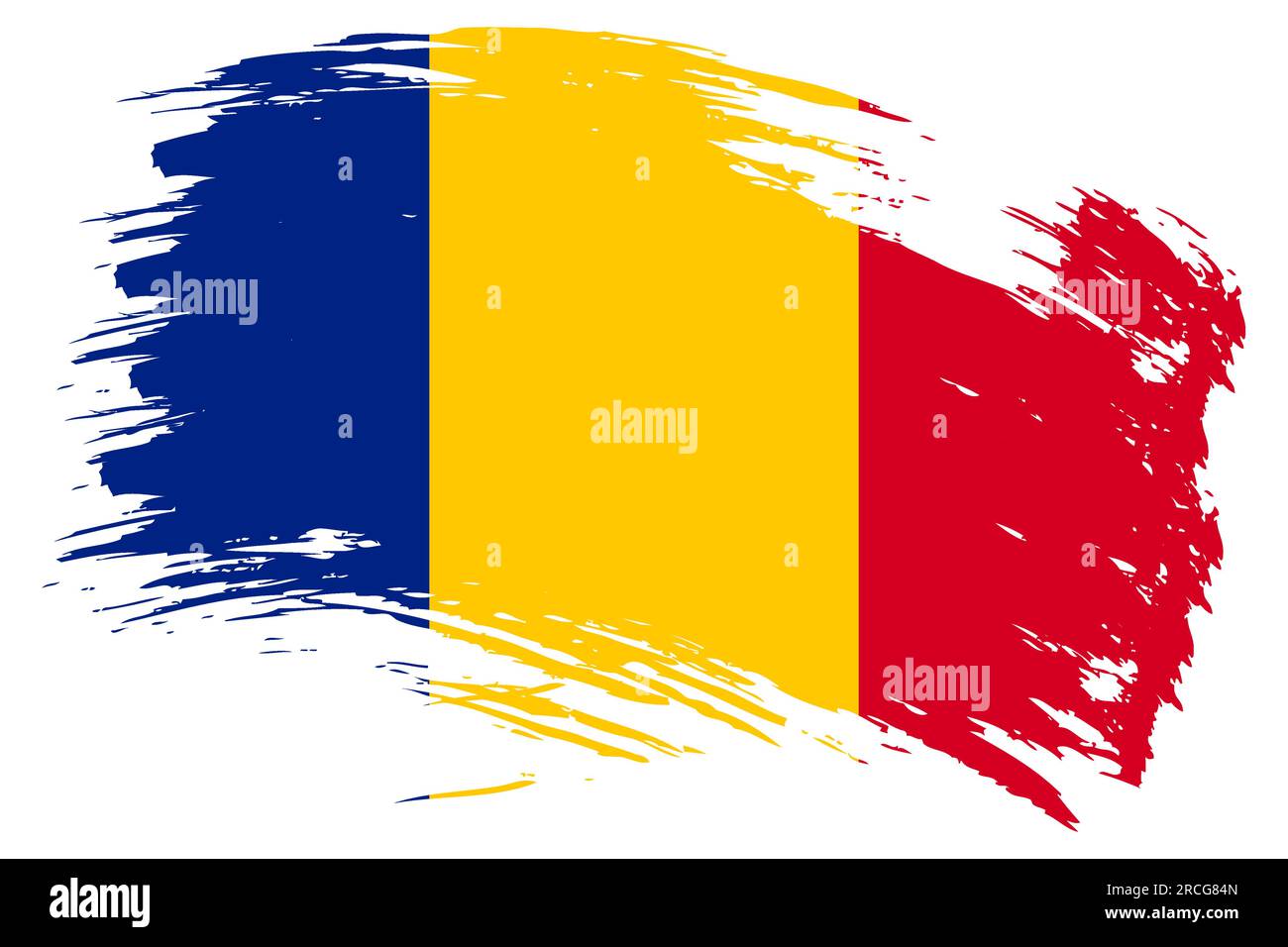 Chad brush stroke flag vector background. Hand drawn grunge style ...