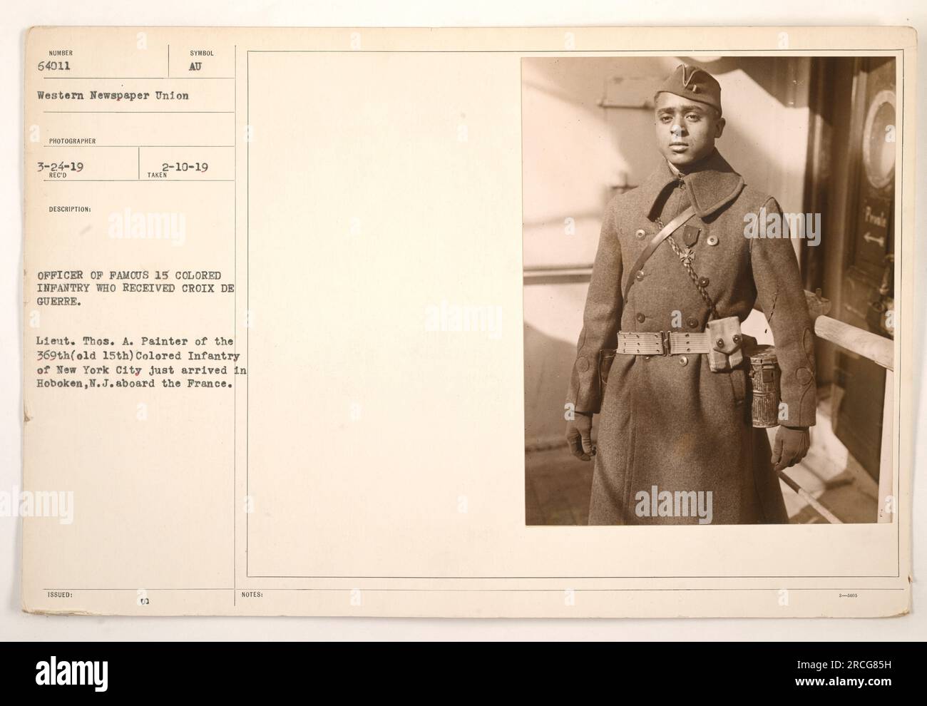 Lieutenant Thomas A. Painter of the 369th Colored Infantry, also known ...