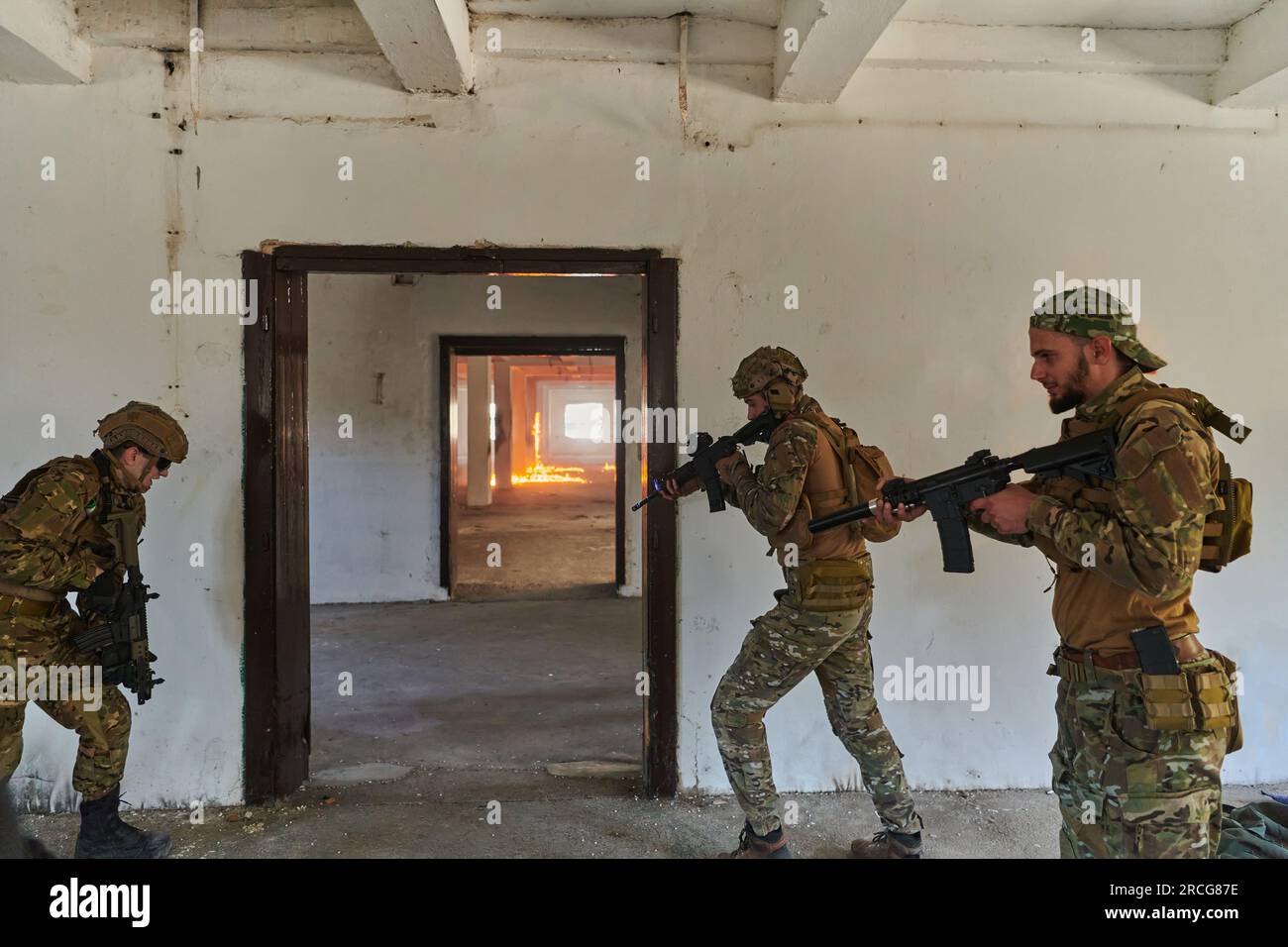 A group of professional soldiers bravely executes a dangerous rescue ...