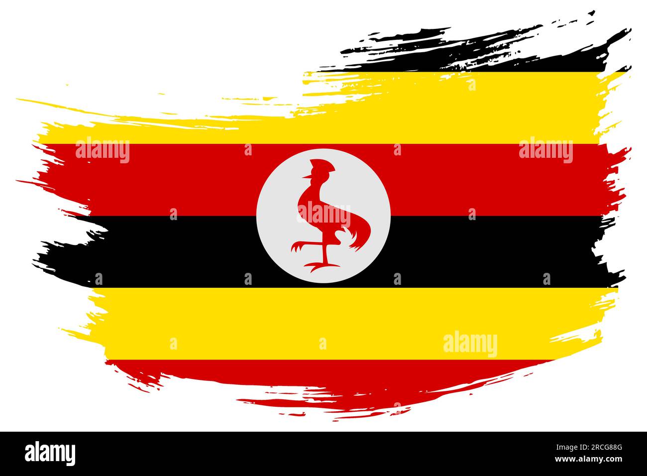 Uganda brush stroke flag vector background. Hand drawn grunge style Ugandan painted isolated ...