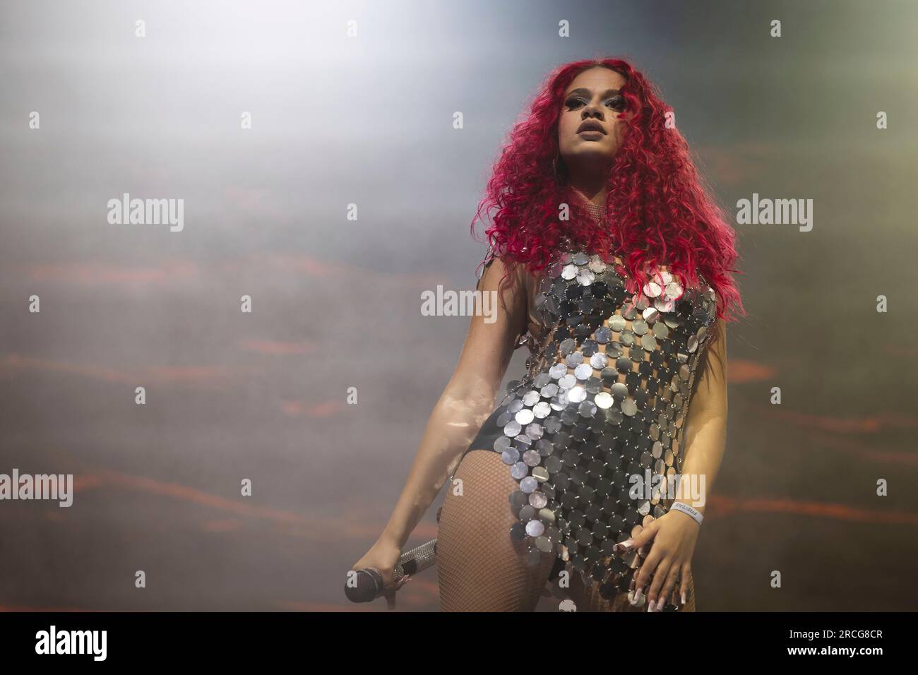 German rapper Jordan Napieray aka Badmomzjay performs on the Zeltbuehne ...