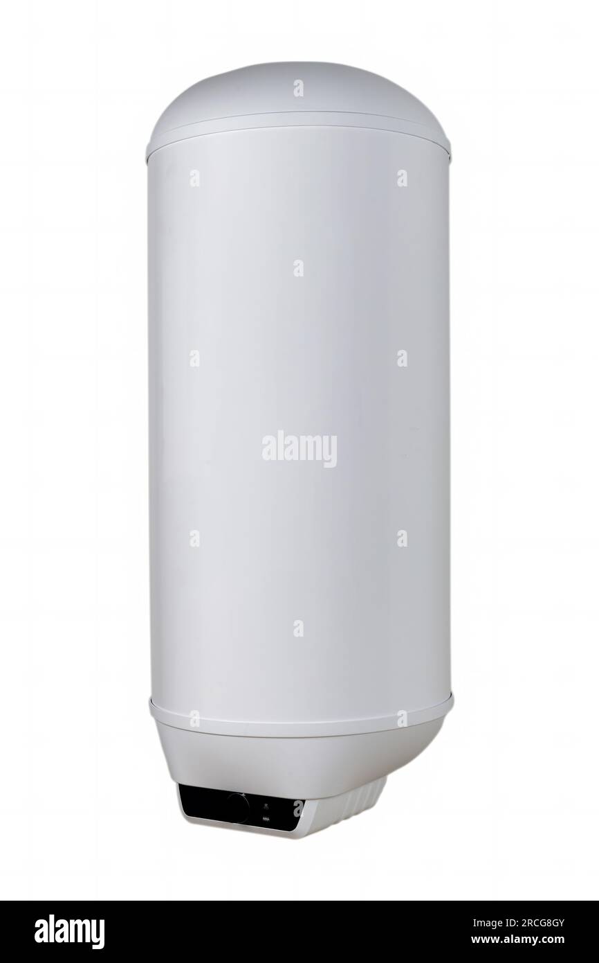 Oval white boiler with mechanical control. 80 liters, 45 degree view ...