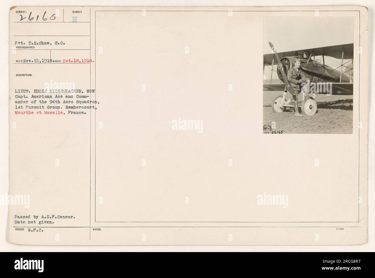 Lieutenant Eddie Rickenbacker, now Captain and American Ace, is seen in ...