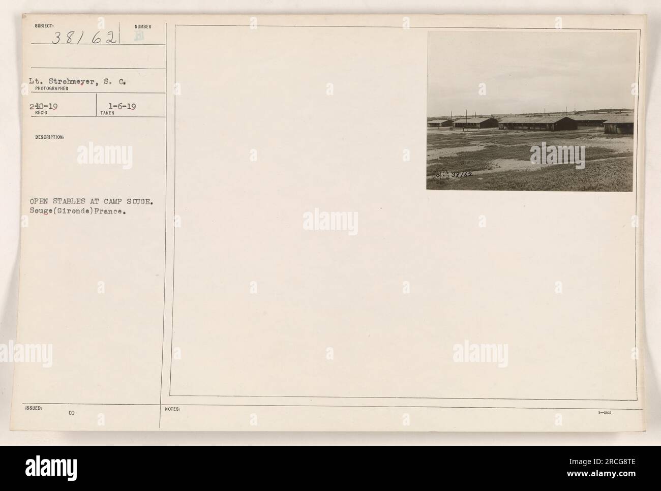 Image depicts Lt. Strohmeyer of the U.S. Army at Camp Souge in Gironde ...