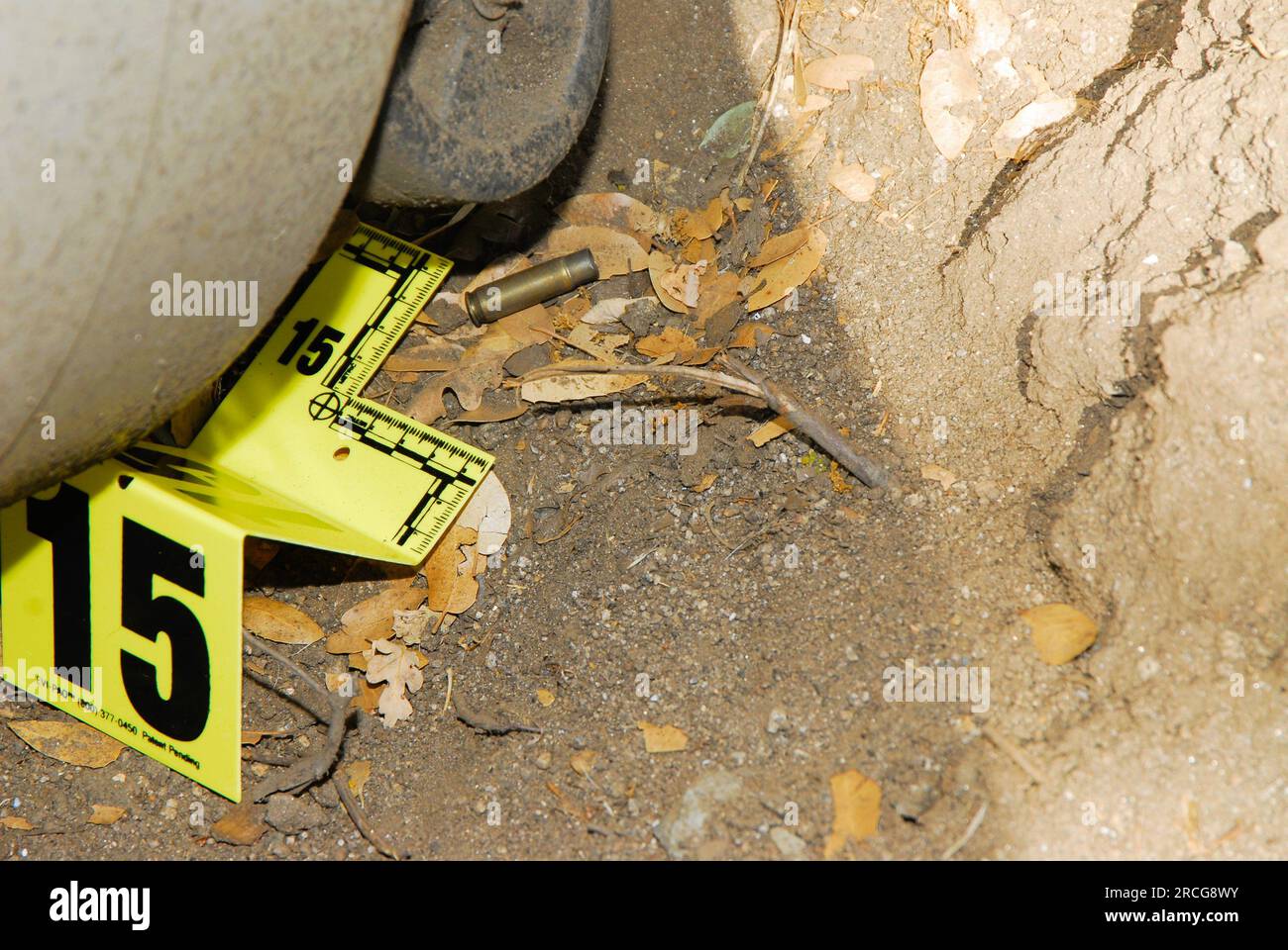 Cartridge case from crime scene Stock Photo - Alamy