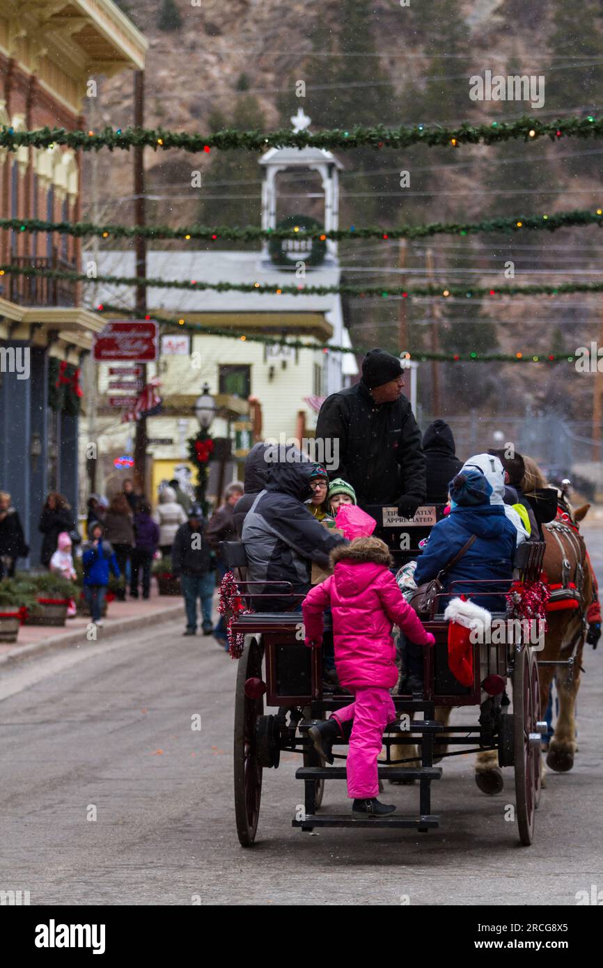 Horse-drawn wagon ride Stock Photo - Alamy