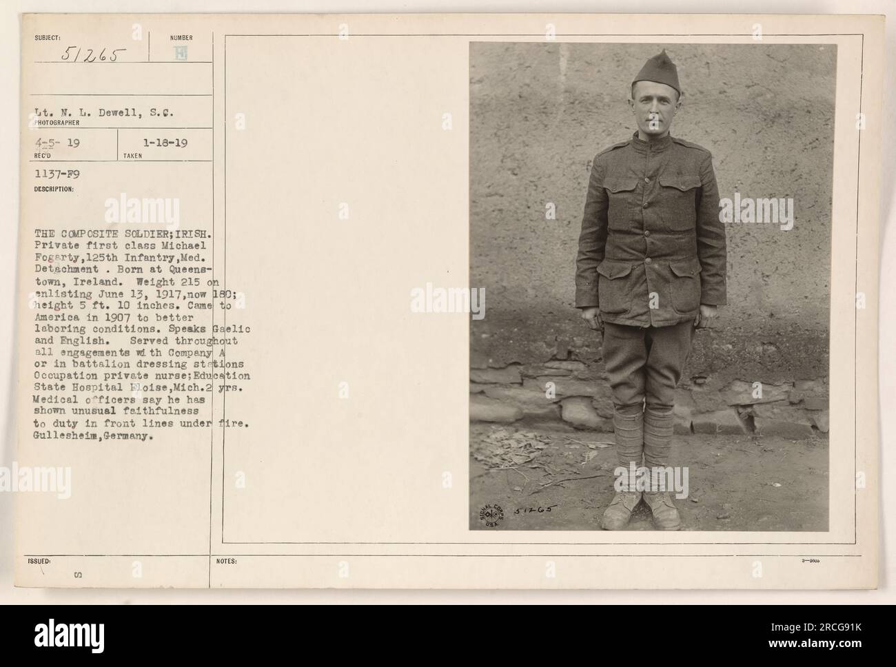 Private First Class Michael Fogarty, a composite soldier from Ireland ...