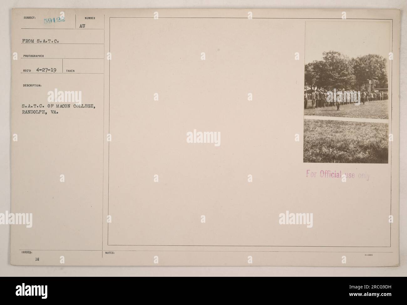 American college student army training corps s a t c hi-res stock ...