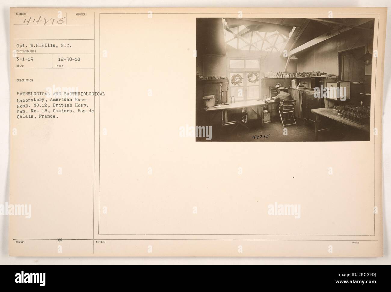 cpl. W.H. Ellis capturing the image of a pathological and ...