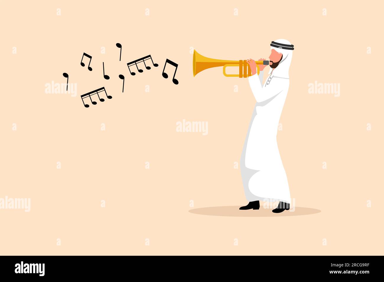 Business design drawing Arabian man play trumpet. Music instrumental ...