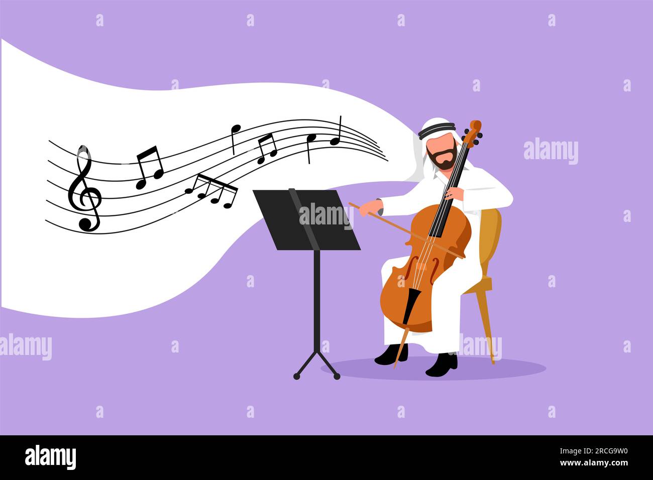 Business design drawing young Arabian male performer playing on ...