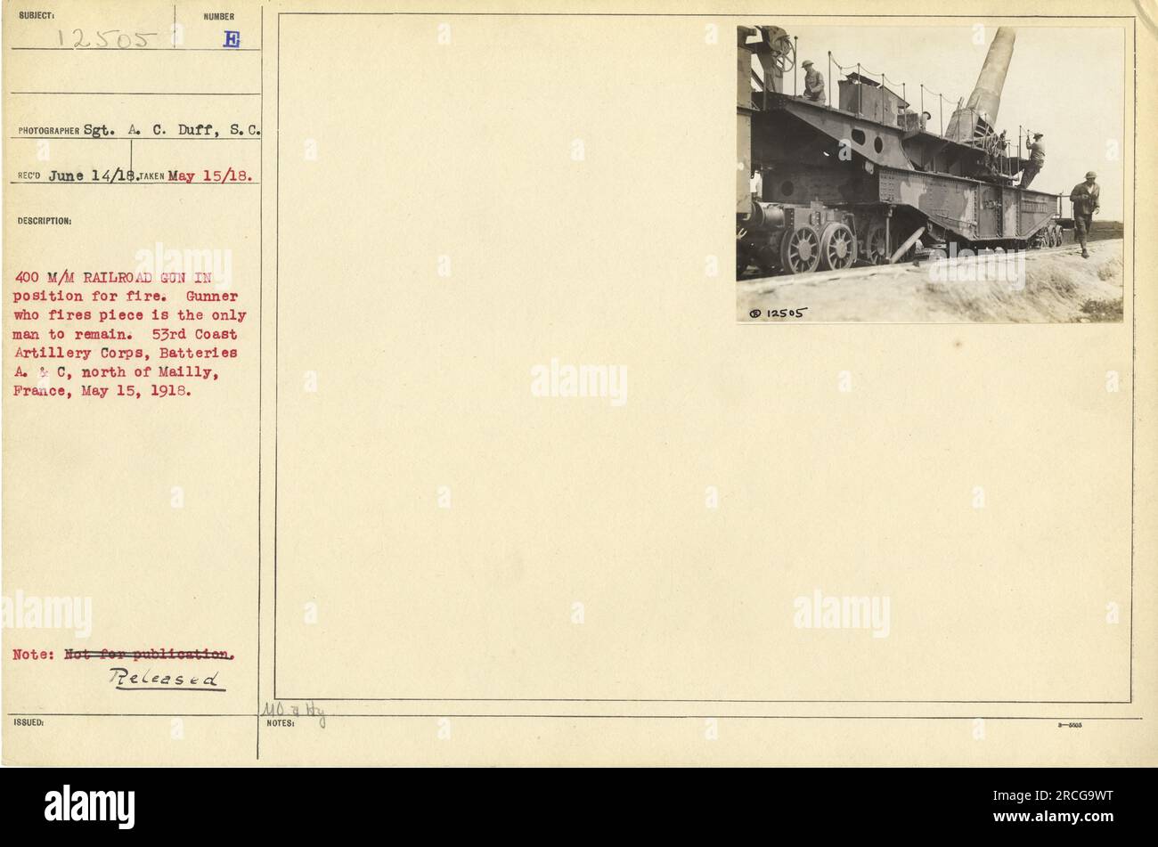 A 400mm railroad gun positioned for fire during World War One. The ...