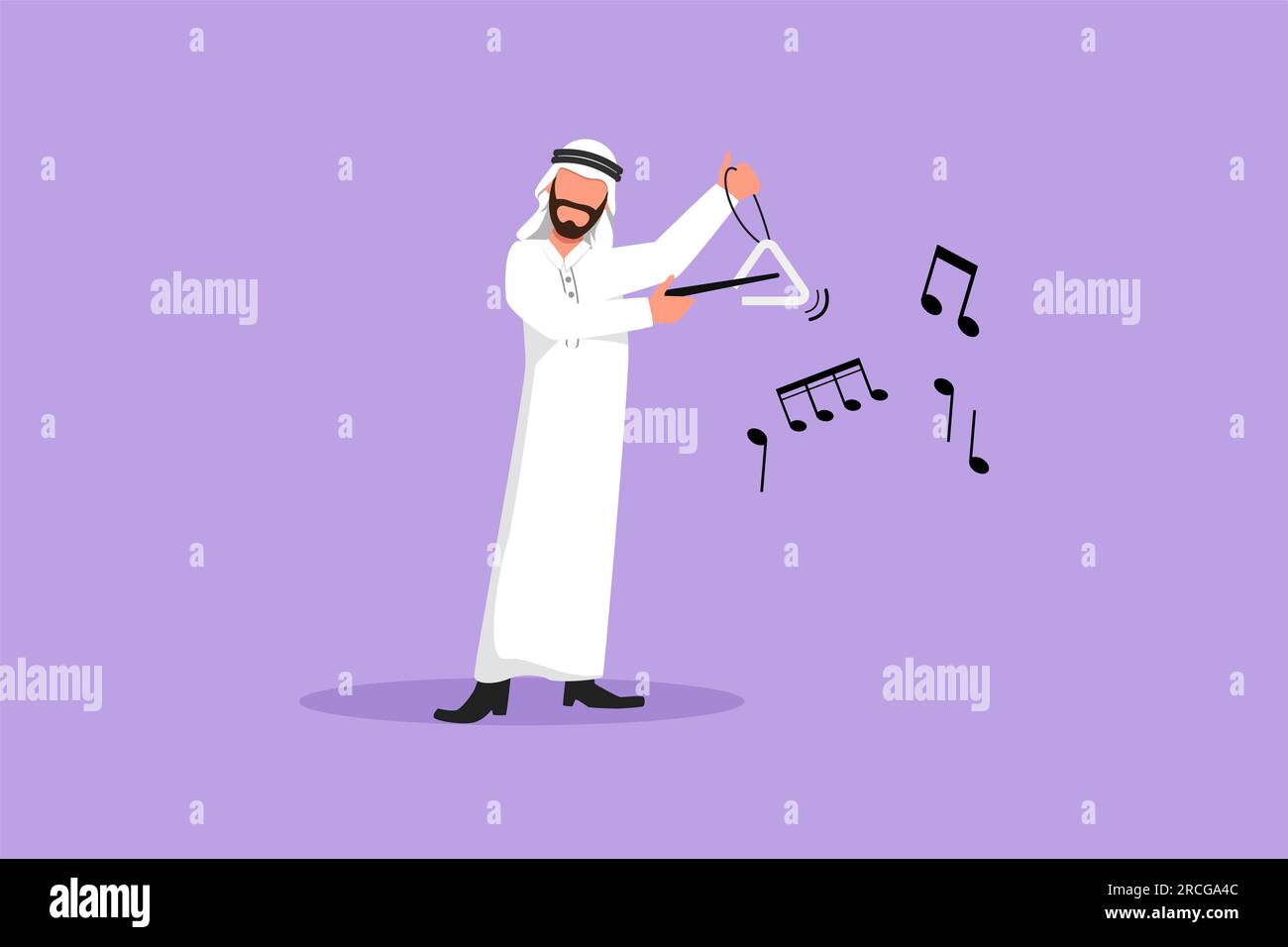 Business design drawing Arabian male musician playing musical triangle ...