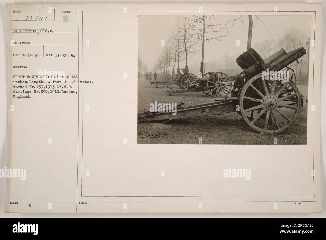 Image showing a short howitzer with a caliber of 4 1-8 inches ...