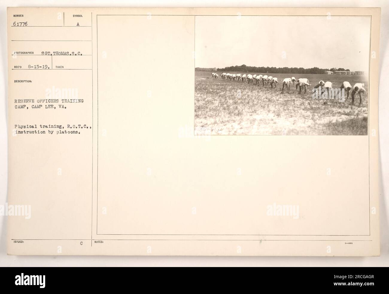 Reserve Officers training camp at Camp Lee, VA. The image depicts ...