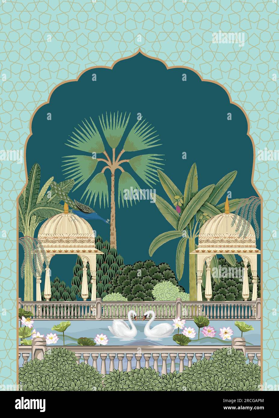 Indian traditional mughal pichwai art, indian vintage royal poster ...