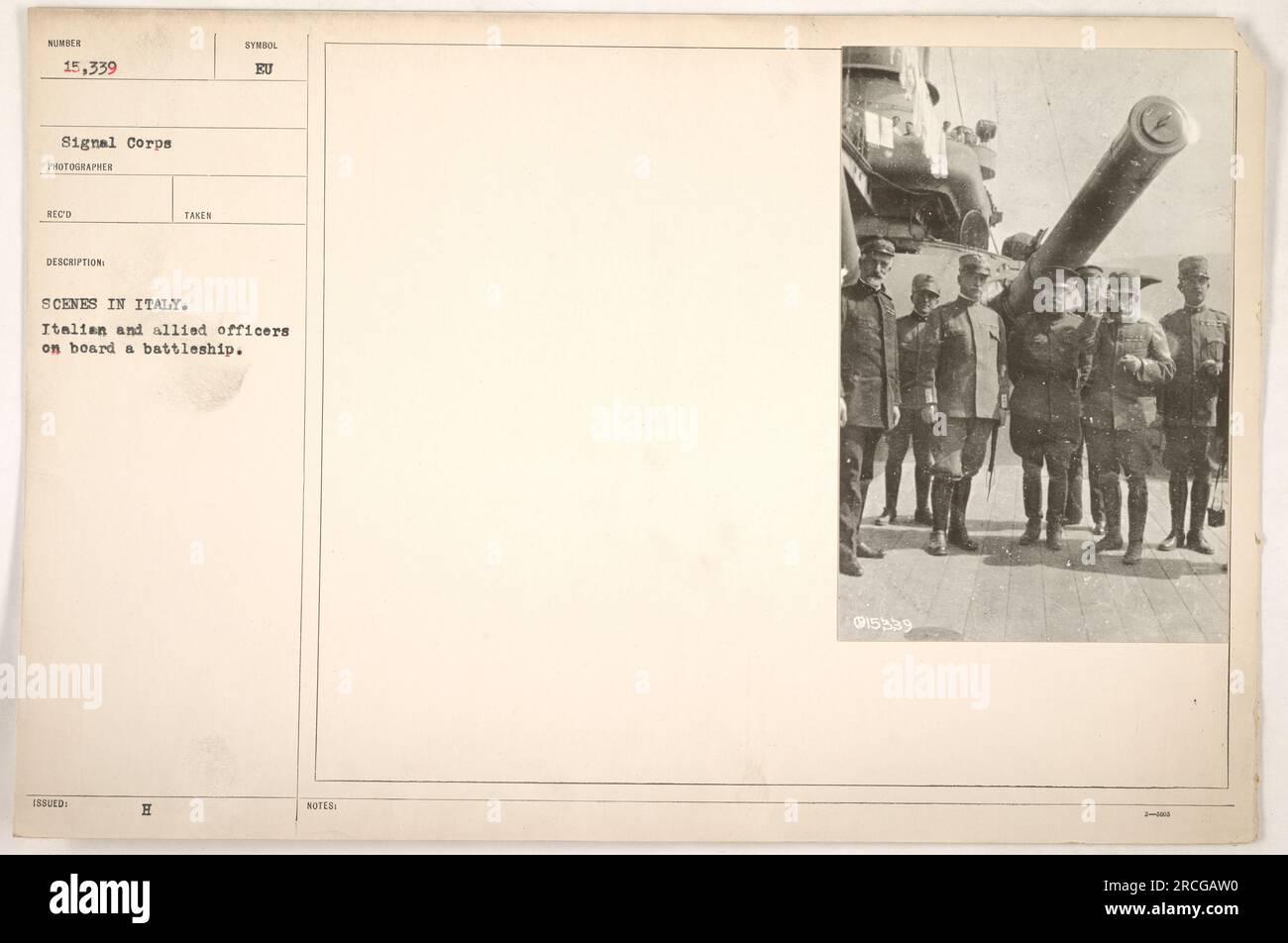 Italian and allied officers on board a battleship in Italy during World ...