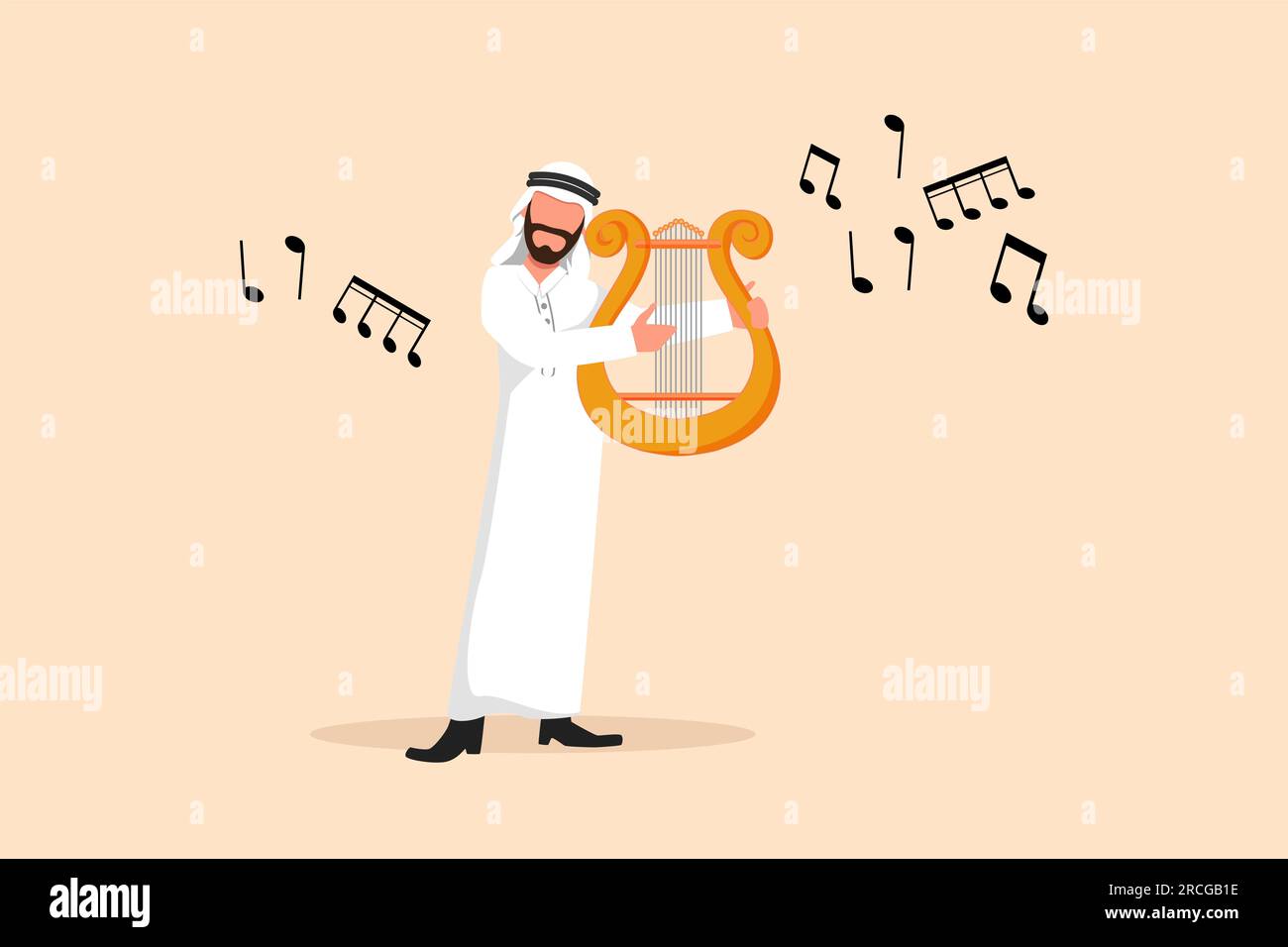 Business design drawing Arabian male musician playing lyre. Classical ...