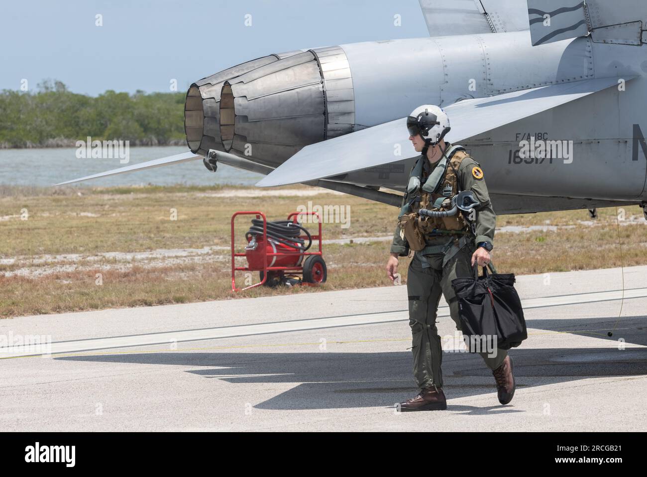 A U.S. Marine Corps F/A-18 Hornet pilot with Marine All Weather Fighter ...