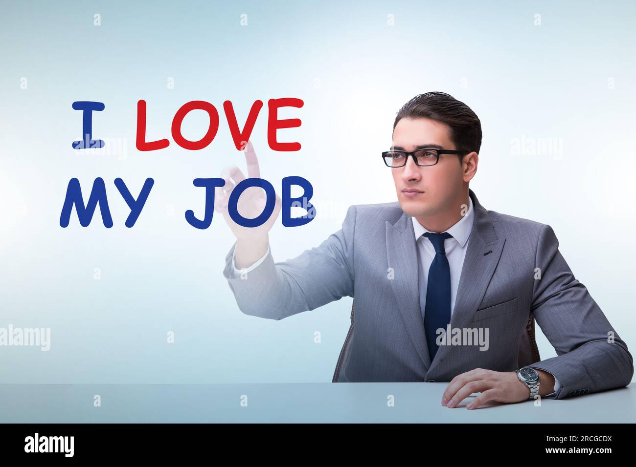 I love my job concept with the businessman Stock Photo - Alamy