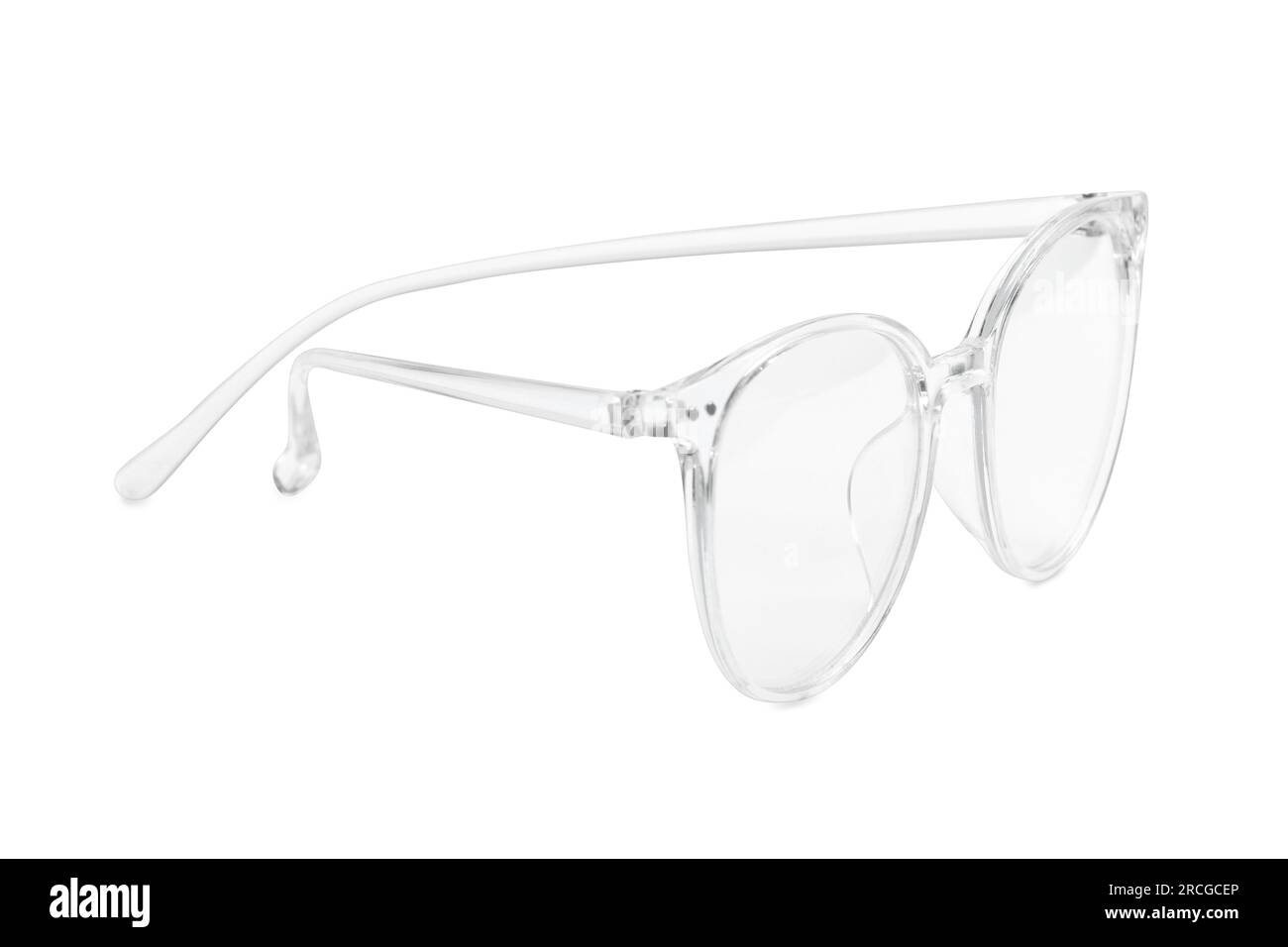 Stylish glasses with transparent frame isolated on white Stock Photo ...