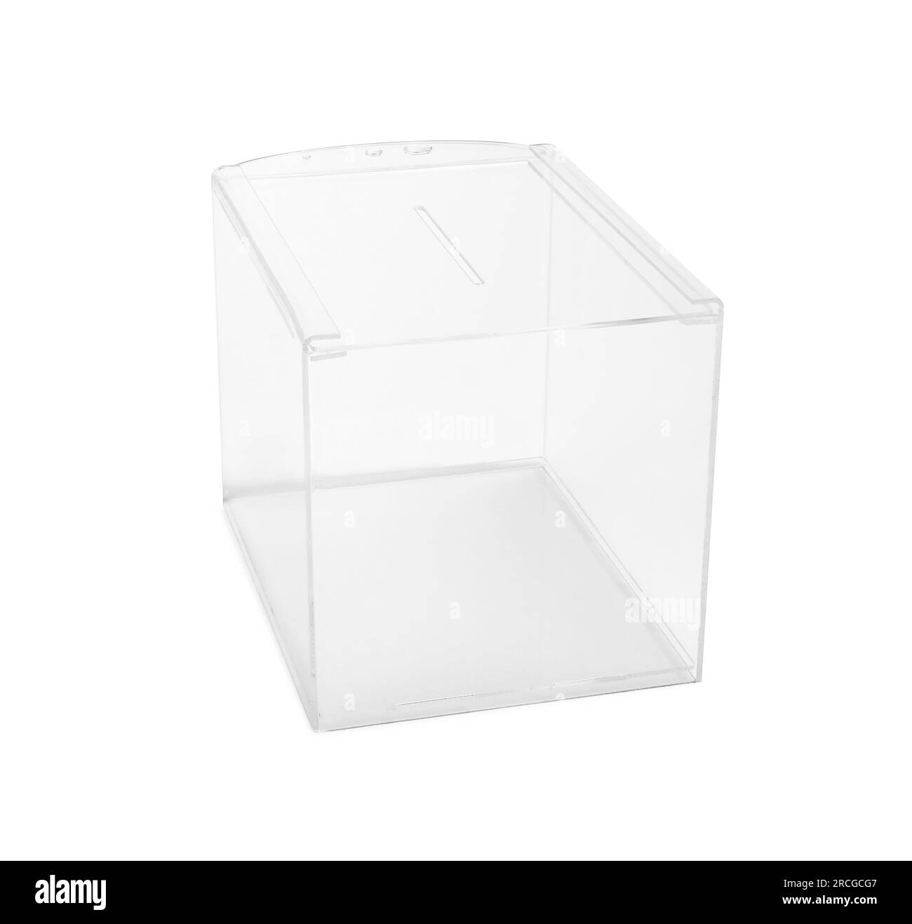 One transparent ballot box isolated on white Stock Photo - Alamy