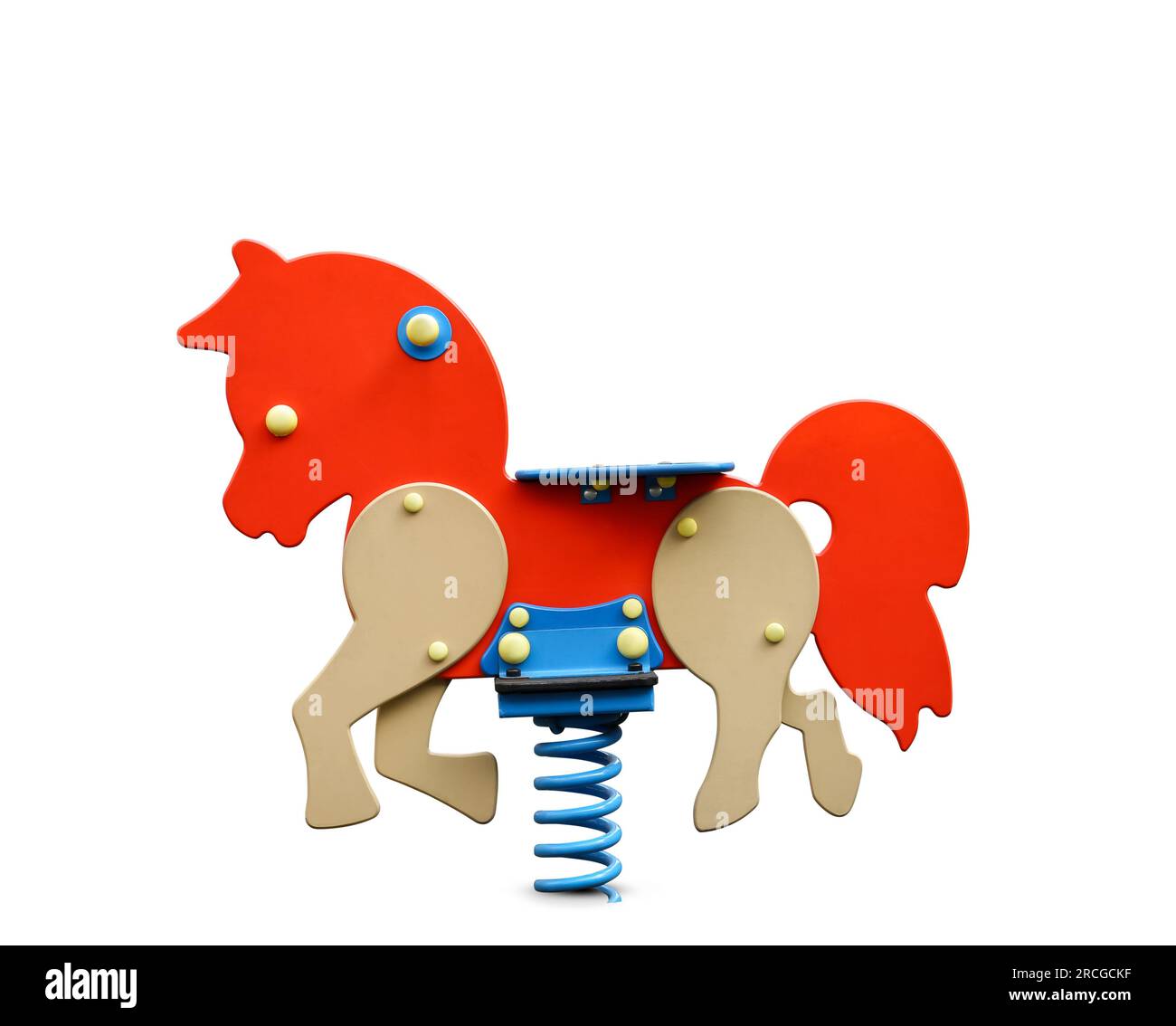 Hourse spring rider isolated on white. Modern playground equipment ...