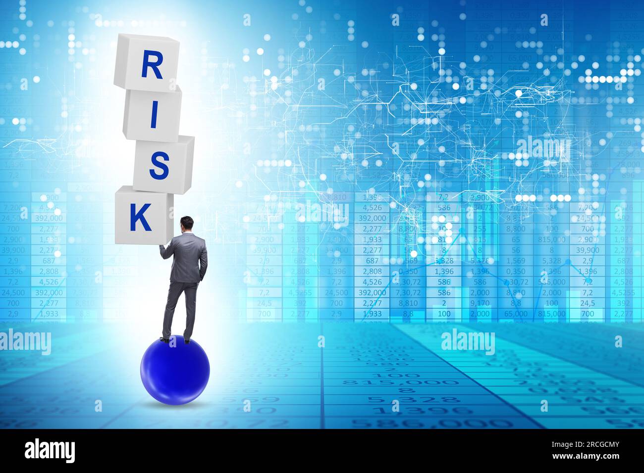 Risk management concept with the balancing businessman Stock Photo - Alamy