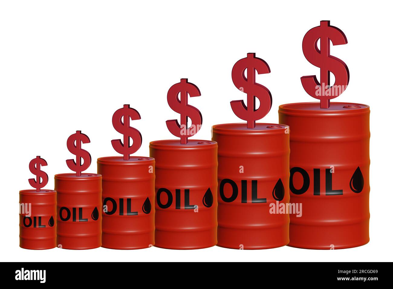 Oil and dollars on the barrels - 3d rendering Stock Photo - Alamy